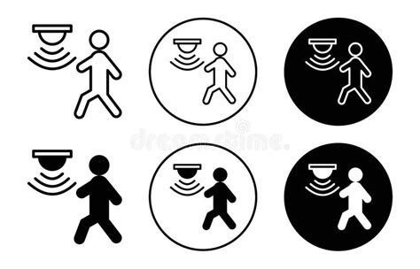 Motion Sensor Icon Collection Of Outline Thin Line Symbol Or Sign Stock Vector Illustration Of