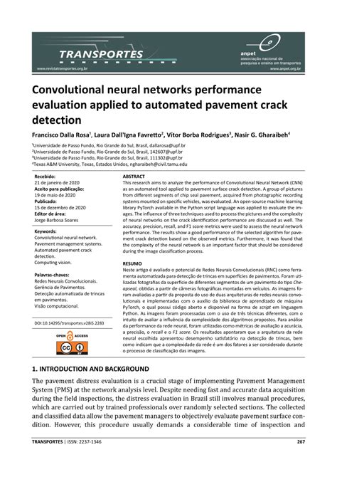 Pdf Convolutional Neural Networks Performance Evaluation Applied To Automated Pavement Crack