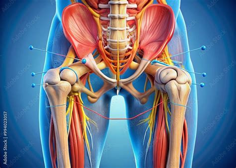 Detailed Anatomical Illustration Of The Iliofemoral Joint With Labeled