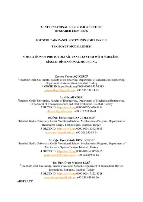 Pdf Simulation Of Photovoltaic Panel System With Simulink Single Dimensİonal Modeling