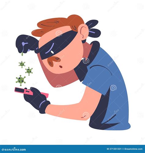 Virus Attack Masked Cyber Thief Hacking Smartphone Cyber Security And