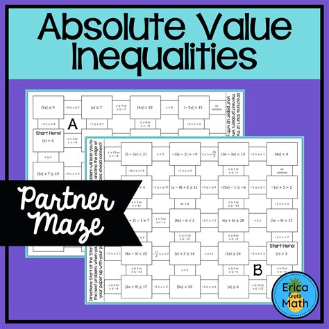 Solving Absolute Value Inequalities Activity Partner Maze Made By Teachers