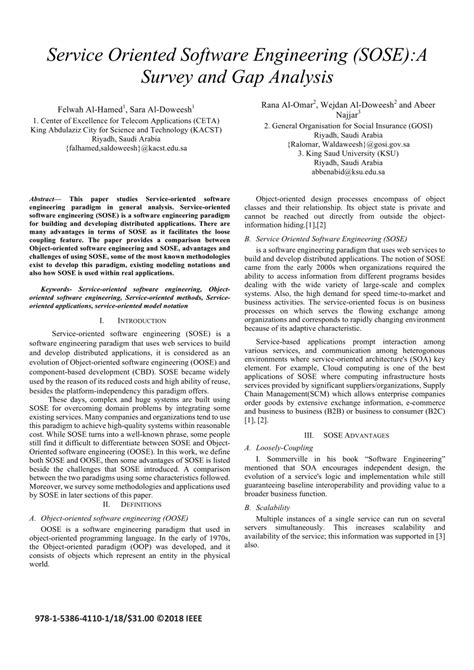 Pdf Service Oriented Software Engineering Sosea Survey And Gap Analysis