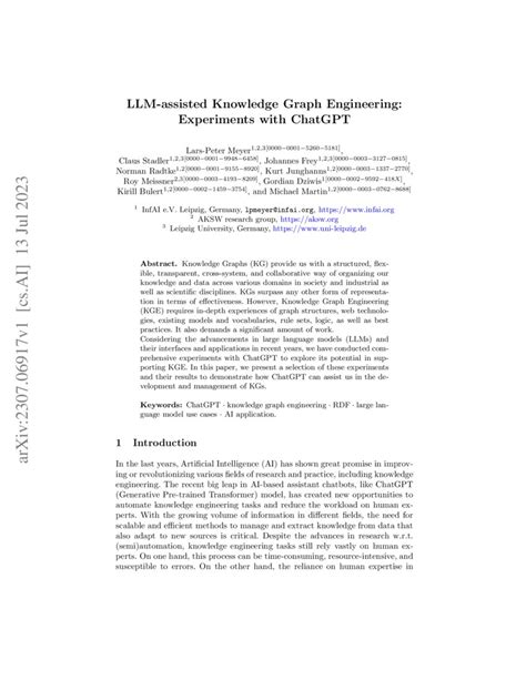 Llm Assisted Knowledge Graph Engineering Experiments With Chatgpt Deepai