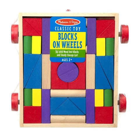 Дървен конструктор Melissa&Doug в количка, 36 части - eMAG.bg