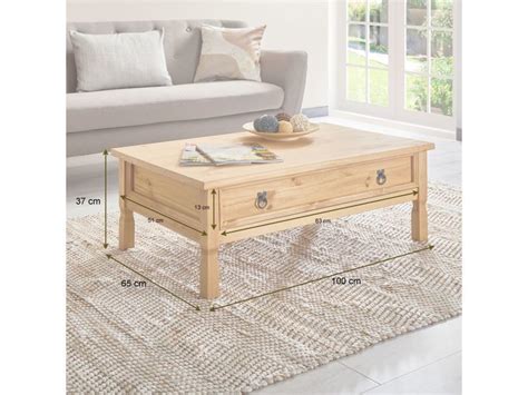 Table Basse De Salon Tequila Plateau Rectangulaire En Bois Style