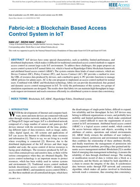 Fabric Iot A Blockchain Based Access Control System In Iot Han Liu