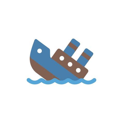 Minimalist Flat Style Sinking Ship Disaster Maritime Nautical Icon