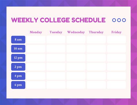 Gradient Modern Geometric Weekly College Schedule Template