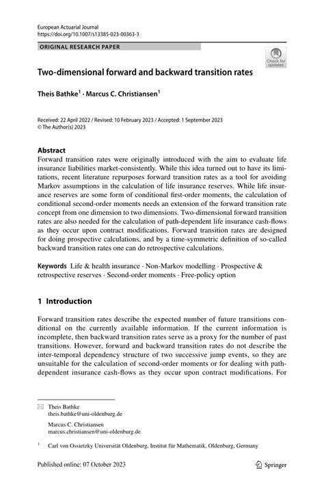 Pdf Two Dimensional Forward And Backward Transition Rates