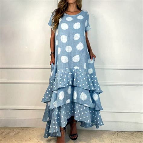 Selone Boho Dresses For Women 2023 Plus Size Summer Short Sleeve Polka