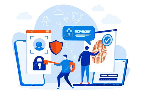 Premium Vector Biometric Access Control Web Design With People Characters Illustration