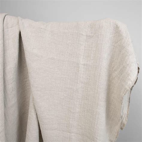 Washed Linen Fabric Herringbone Beige Heavy Weight Linen Fabric