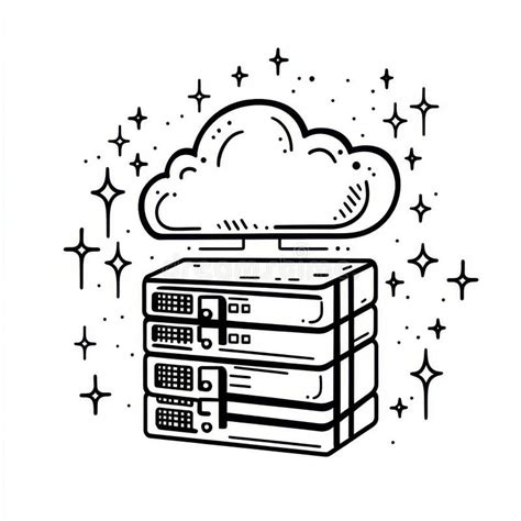 Icon Representing Cloud Computing Data Storage Depicted With A Server Rack Illustration Set