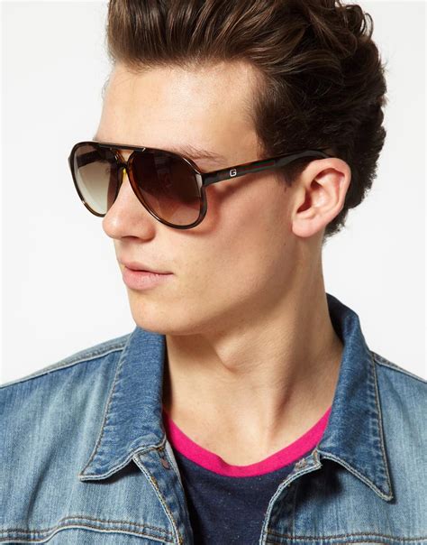 Lyst Gucci Aviator Sunglasses In Brown For Men
