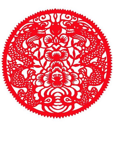 龙年窗花剪纸 白 花瓣网