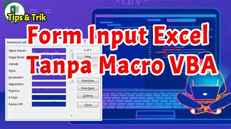 Cara Membuat Form Input Excel Tanpa Coding Vba Youtube