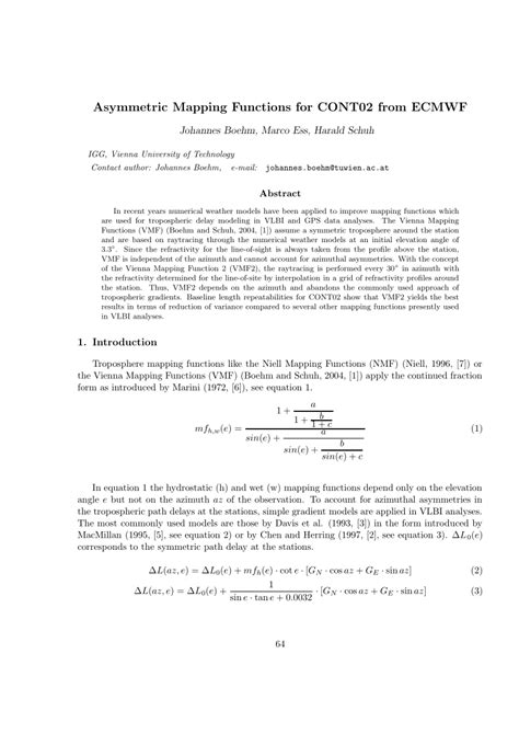 Pdf Asymmetric Mapping Functions For Cont02 From Ecmwf