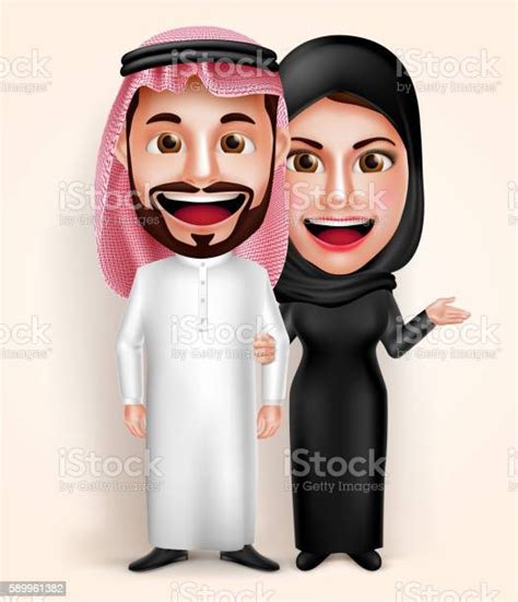 Muslim Arab Pemuda Dan Wanita Pasangan Karakter Vektor Ilustrasi Stok Unduh Gambar Sekarang