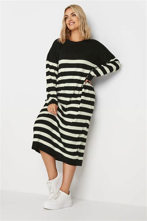 Plus Size Yours Curve Black Stripe Jumper Dress Yours Clothing