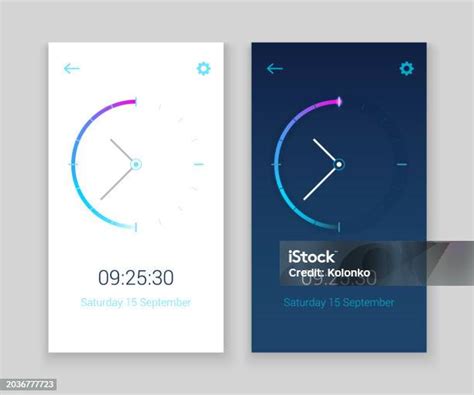 Clock Mobile App Concept Ui Design Day And Night Clock User Interface Time Vector Widget Design
