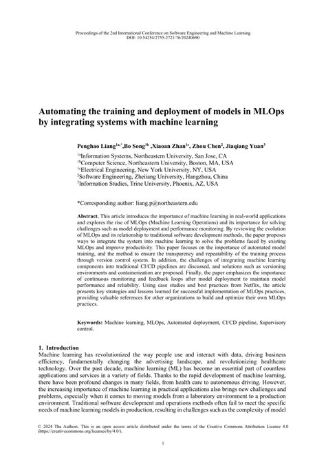 pdf automating the training and deployment of models in mlops by