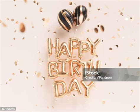 생일 축하 는 파스텔 배경에 금 호일 풍선 인사말 카드 개념 3d 렌더링을 축하 금 금속에 대한 스톡 사진 및 기타 이미지 금 금속 금색 생일 Istock