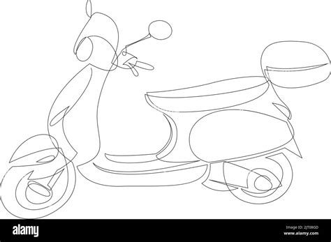 Classic Scooter Continuous One Line Drawing Classical Scooter Motorcycle Vintage Asian