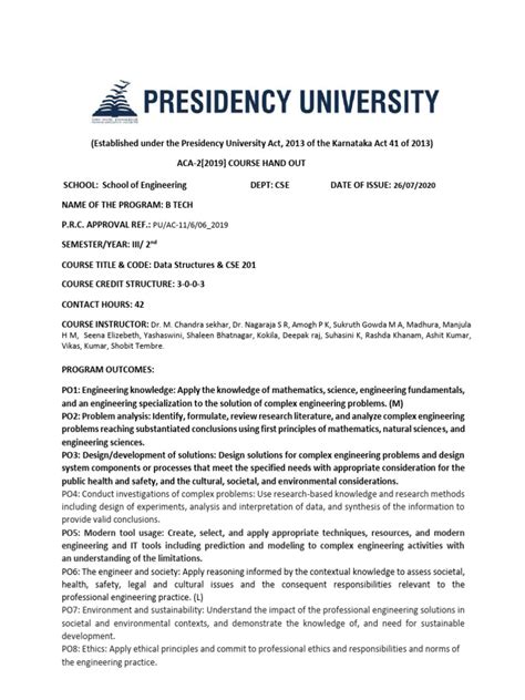 Cse 201 Ds Course Handout Pdf Pointer Computer Programming