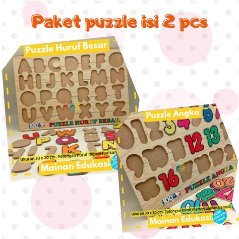 Jual Paket Puzzle Isi 2 Puzzle Alfabhet Huruf Besar Abjad Kecil Angka