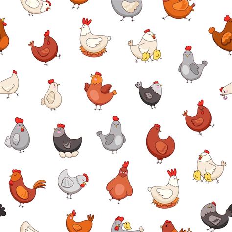 Premium Vector Hen Rooster And Chick Seamless Pattern