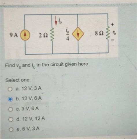 solved find v0 and i0 in the circuit given here select one