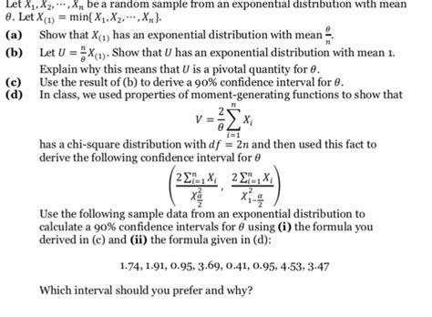 solved let x1 x2 xn be a random sample from an exponential