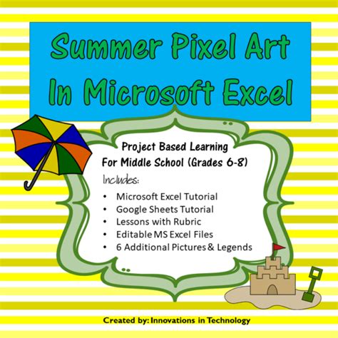 Summer Pixel Art In Microsoft Excel Or Google Sheets Made By Teachers