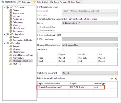 execute only code with gnu and gcc mcu on eclipse