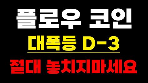 플로우 코인 대폭등 D 3 절대 놓치지마세요 차트 분석 및 목표가 공개 Youtube