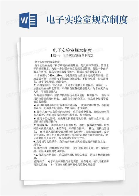 电子实验室规章制度word模板下载 编号lvwwrkev 熊猫办公
