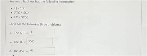 Solved Assume A Business Has The Following