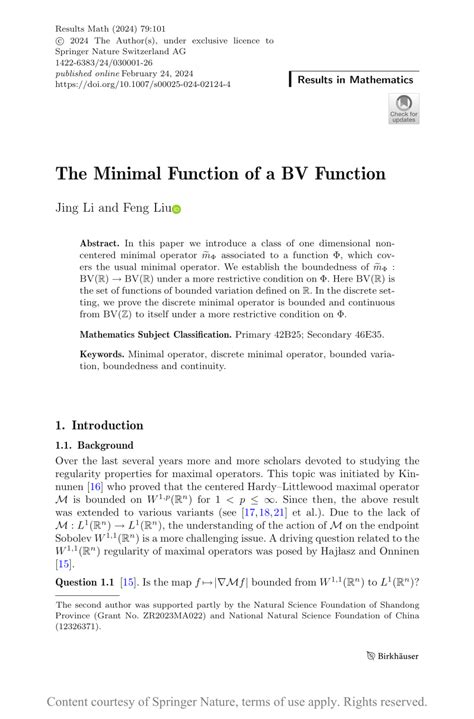 the minimal function of a bv function
