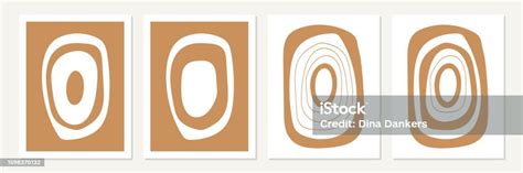 미니멀한 기하학적 포스터 디자인 미드 센추리 모던 바우하우스 스타일에서 영감을 받은 작품 황금빛 노란색과 흰색의 원이 있는 벡터 추상 미술 1970 1979 년에 대한 스톡