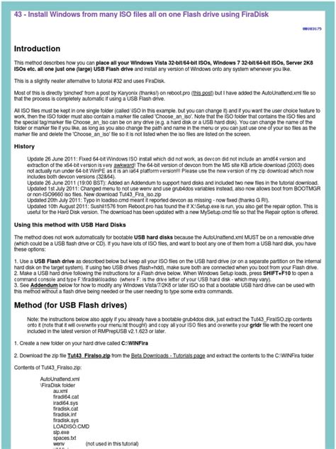 Installing Multiple Windows Isos From A Single Usb Drive Using Firadisk Pdf Computer File