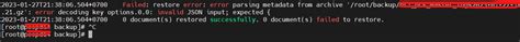 Failed Restore Error Error Parsing Metadata From Archive Error