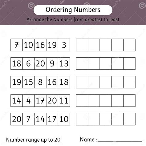 Ordering Numbers Worksheet Number Range Up To 20 Arrange The Numbers
