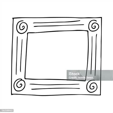 손으로 그린 낙서 스타일 직사각형 프레임 흑백 벡터 일러스트레이션 개체 그룹에 대한 스톡 벡터 아트 및 기타 이미지 개체 그룹 검은색 고전 양식 Istock