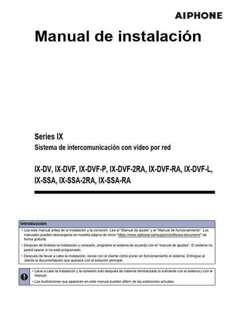 Ix System Video Door Station Ix Dv Ix Dvf Door Station Ix Ssa Installation Manual Spa