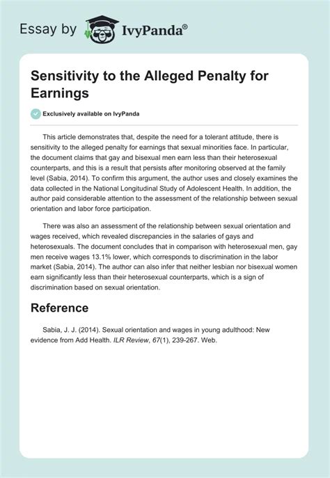Sensitivity To The Alleged Penalty For Earnings 174 Words Critical