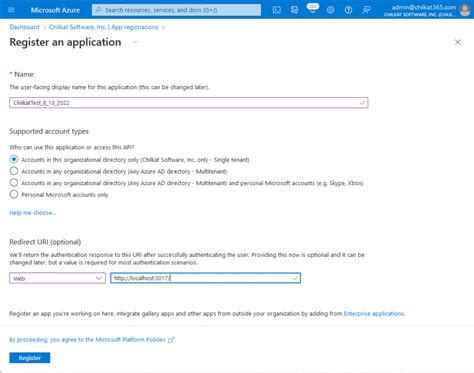 Create Azure App Registration For Use With Imap Pop3 And Smtp Chilkat Tech Notes