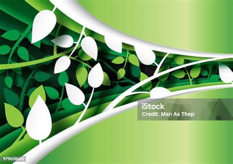 녹색 나뭇잎 크리에이 티브 종이 베인 레이아웃 템플릿 배경 자연에 대한 스톡 벡터 아트 및 기타 이미지 자연 종이 추상적인 Istock