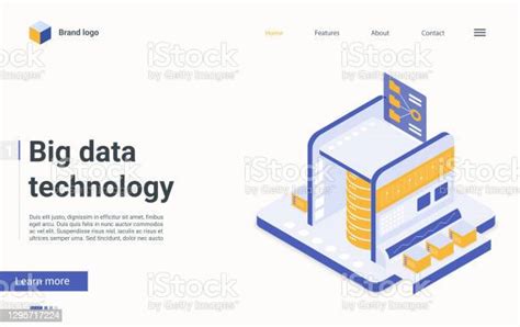빅 데이터 서버 기계 등착도 랜딩 페이지 디자인 만화 3d 정보 기술 시스템 데이터에 대한 스톡 벡터 아트 및 기타 이미지 데이터 분석 보기 제조 Istock