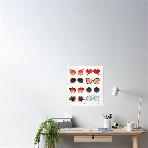 Sunglasses Collection Red And Mint Palette Poster For Sale By Catcoq